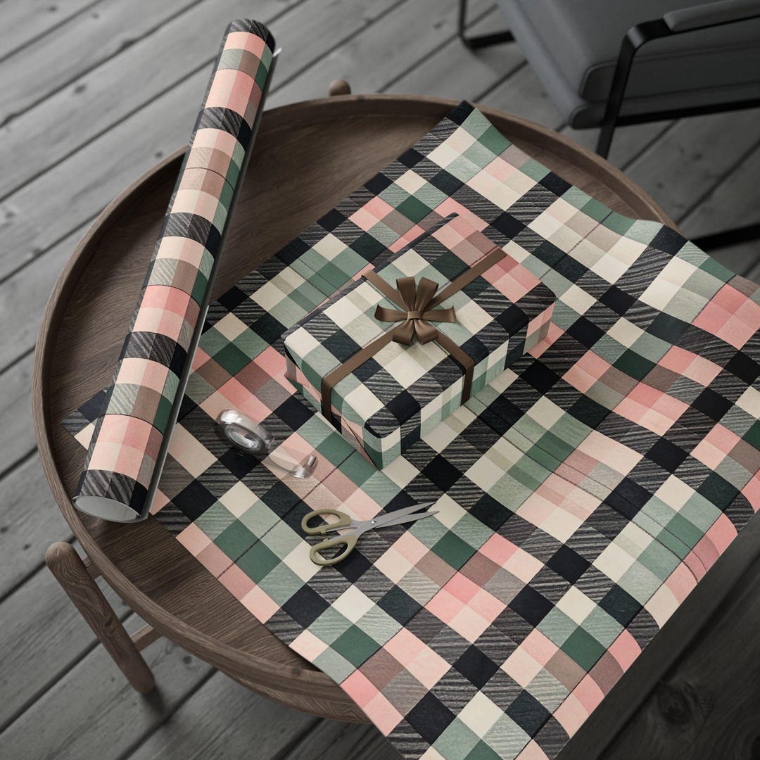 Muted Pastel Plaid Wrapping Paper | Check Pattern Gift Wrap Roll - Etsy