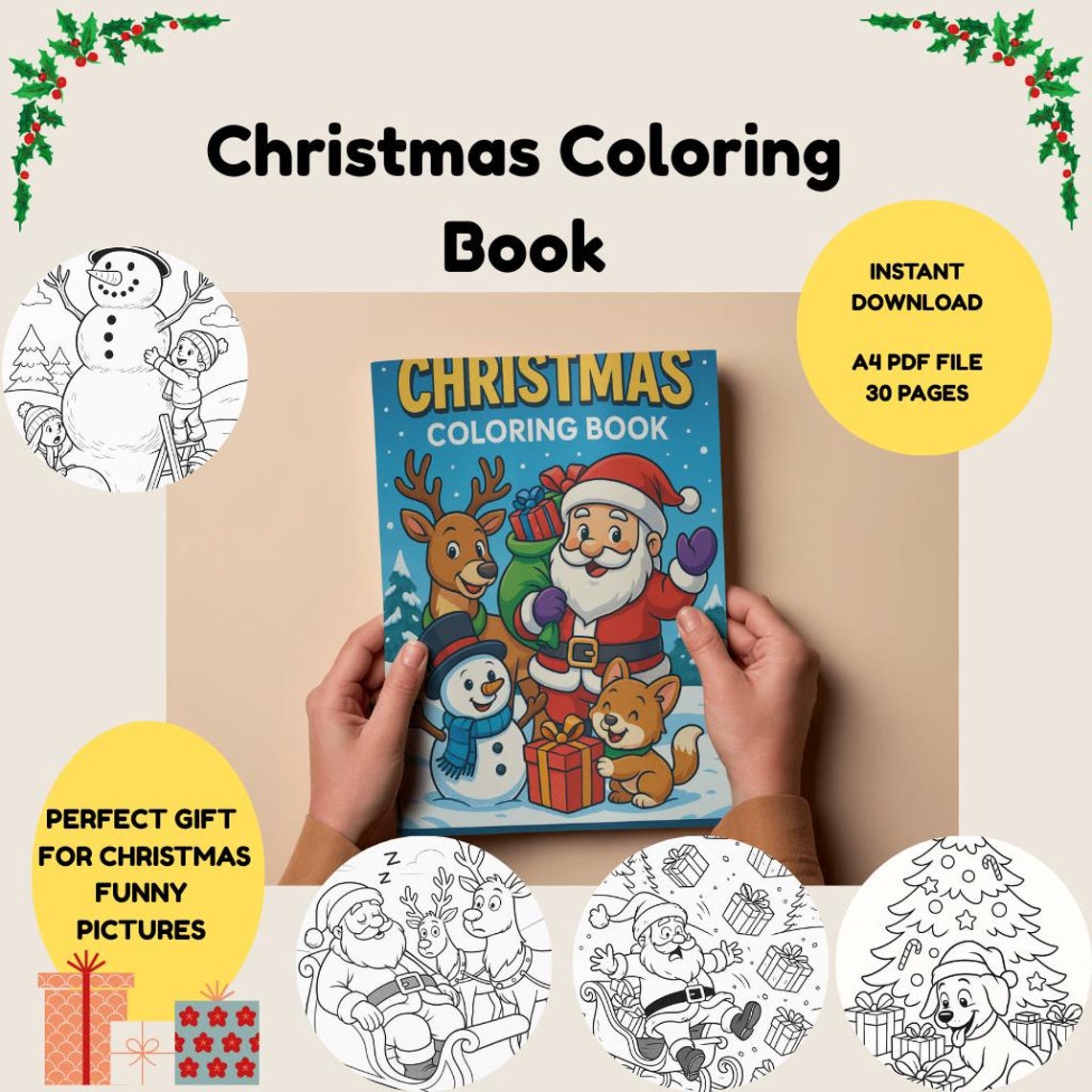 Christmas Coloring Book – 30 Fun Pages for Kids (printable PDF) - Etsy
