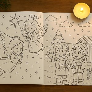 Magical Christmas Holy Night Coloring Pages for Kids | 12 Printable ...