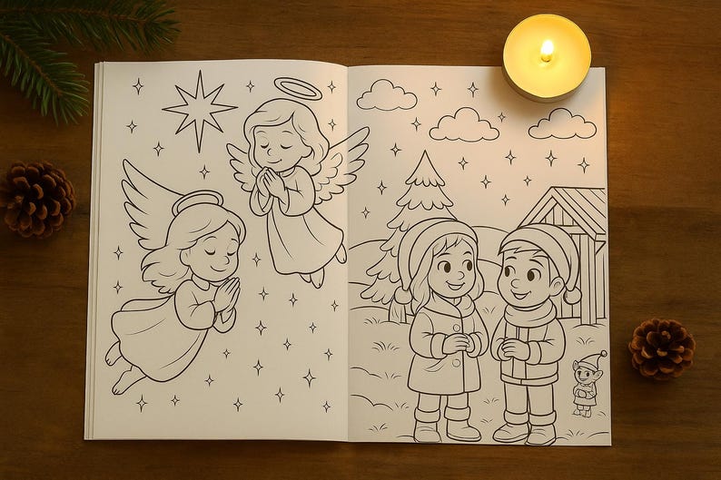 Magical Christmas Holy Night Coloring Pages for Kids | 12 Printable ...