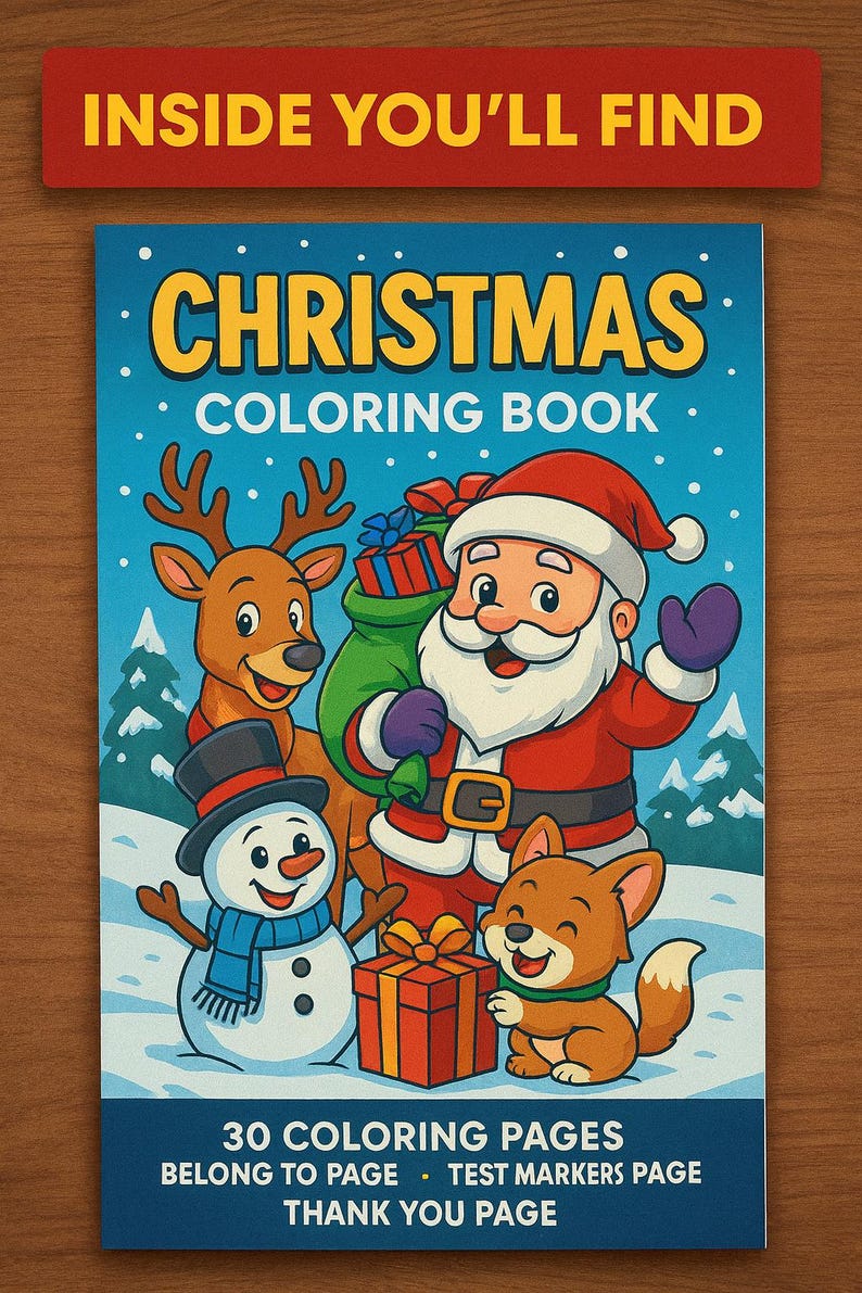 Christmas Coloring Book – 30 Fun Pages for Kids (printable PDF) - Etsy