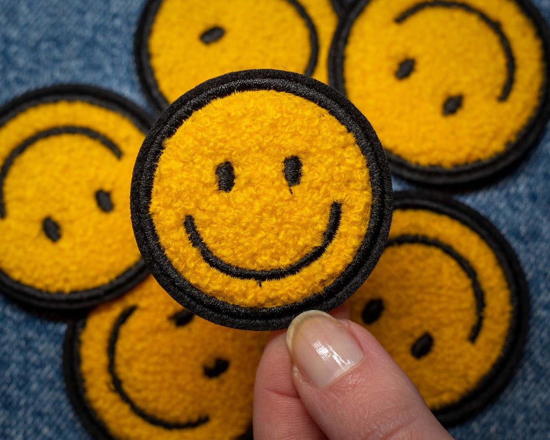 Smiley Face Emoji Embroidered Iron on Sew on Patch, DIY Applique ...