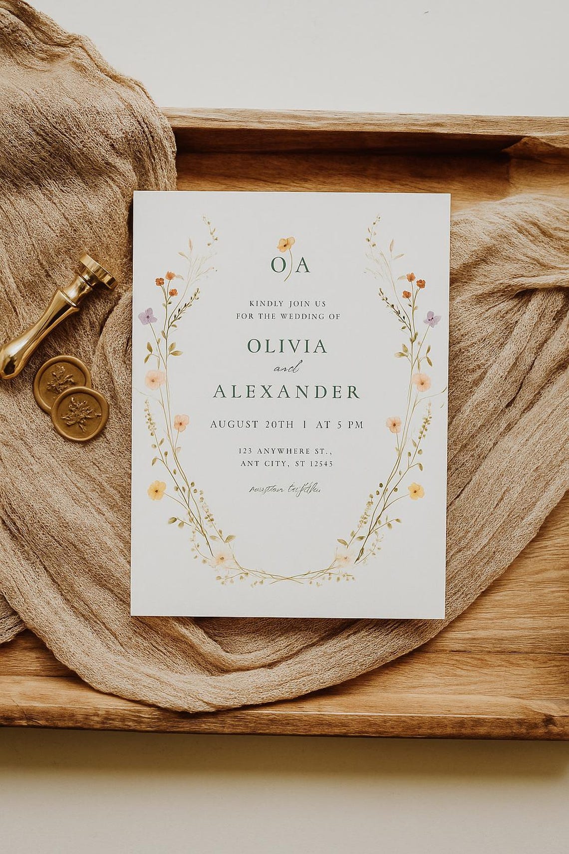 Modern Minimalist Wedding Invitation Template – Editable Canva ...