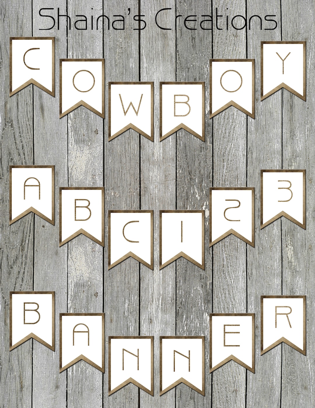 Cowboy Western Country Banner Letters & Numbers | PDF Instant Download ...