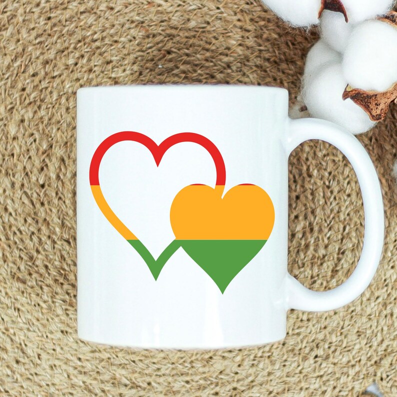 Black History Month Coffee Mug, Melanin Heart Mug, Afrocentric Heart ...