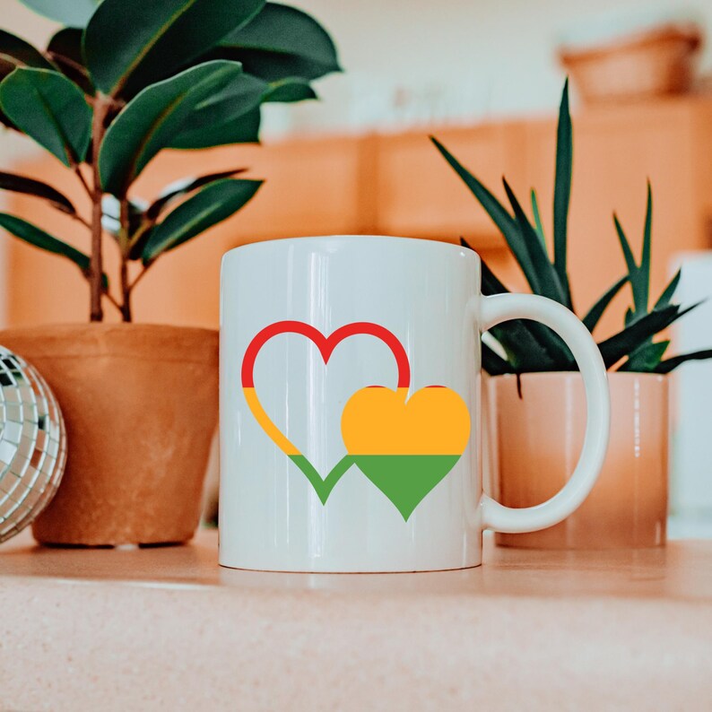 Black History Month Coffee Mug, Melanin Heart Mug, Afrocentric Heart ...
