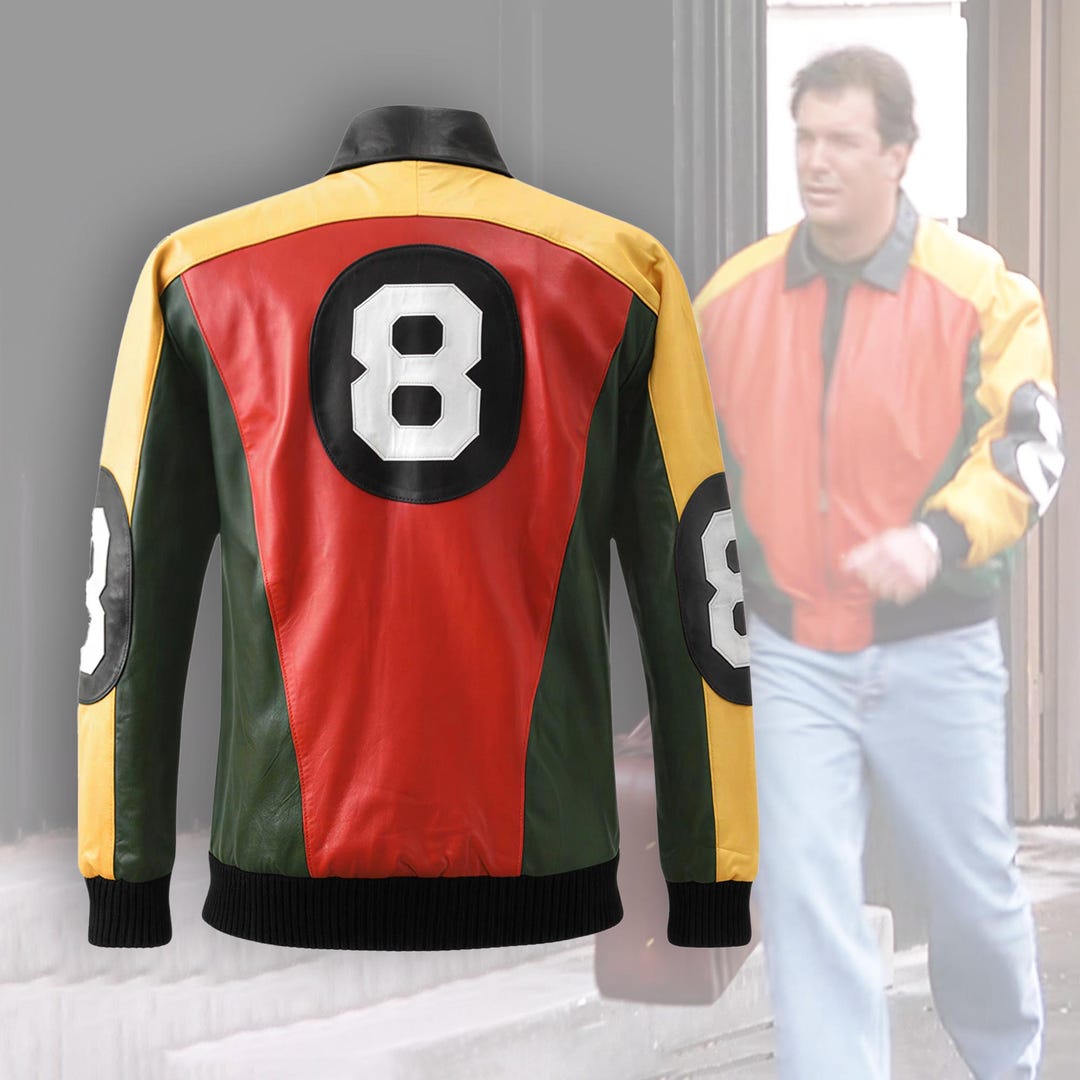 8 Ball Leather Jacket | 90s Retro David Puddy Inspired Jacket - Etsy
