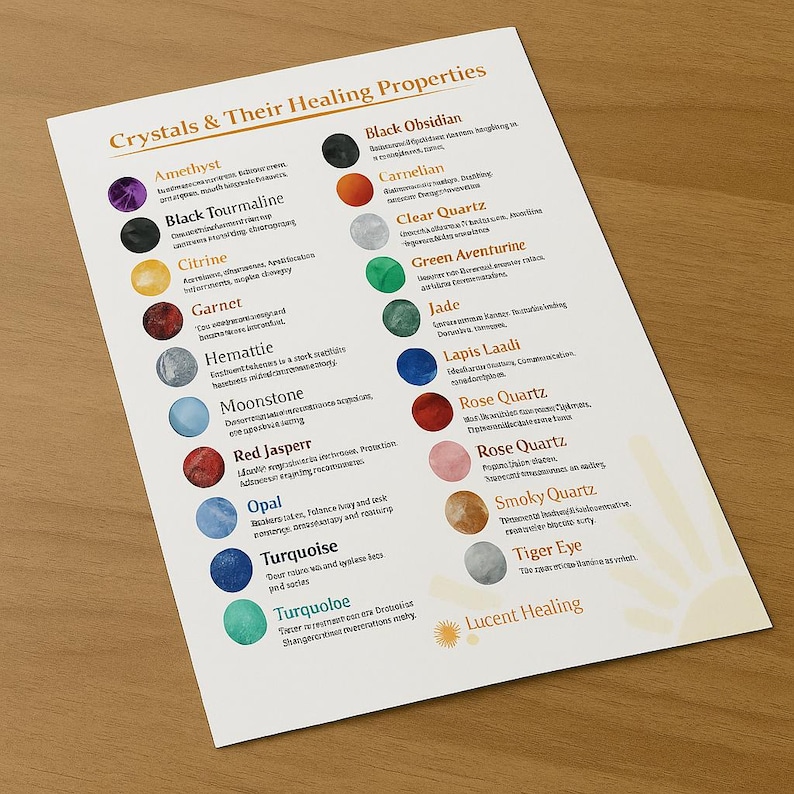 Crystals and Their Healing Properties Chart (digital Download) High ...