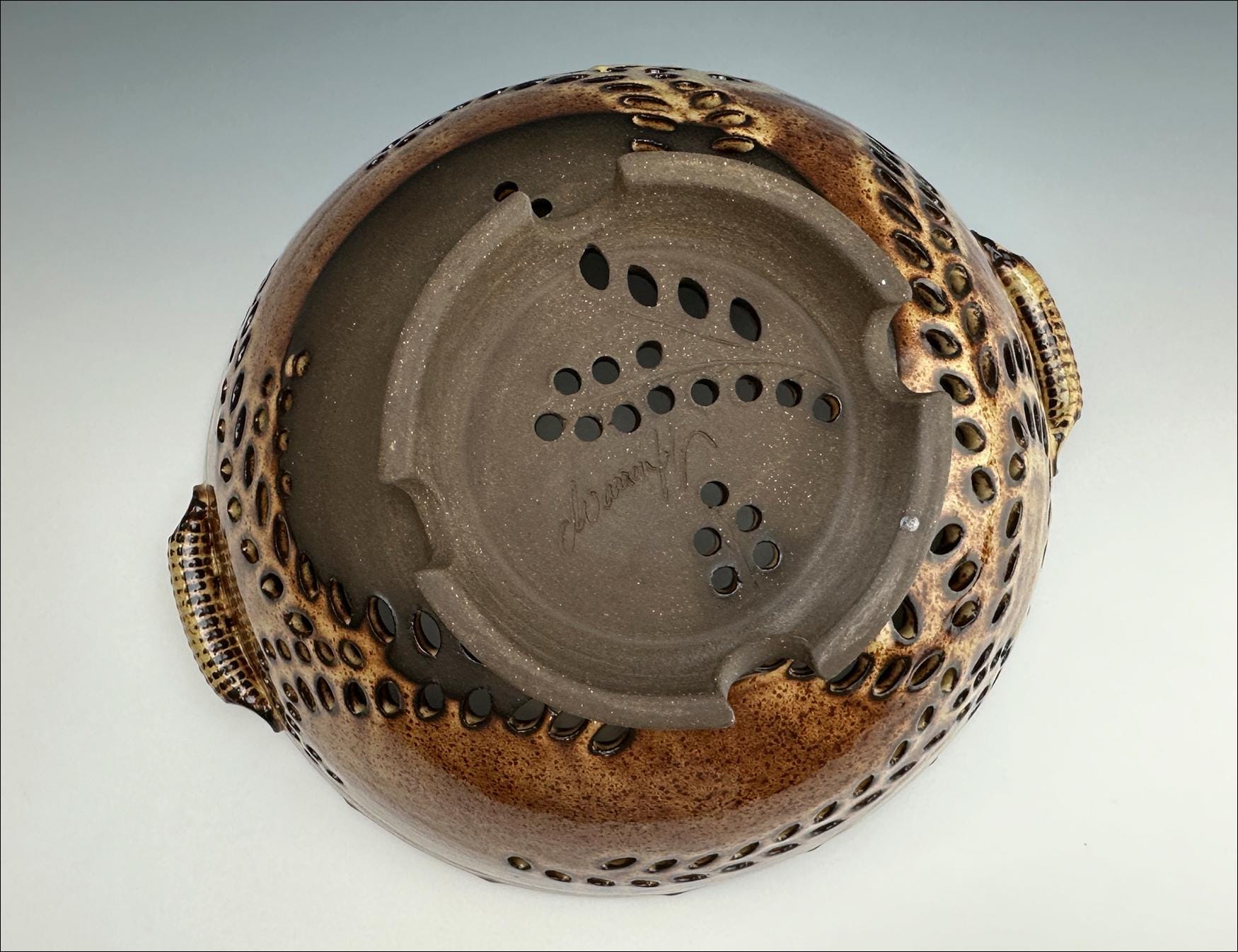 Giant BERRY BOWL | Rustic Amber Brown Fruit Bowl, Centerpiece, Colander ...