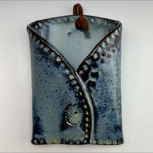 Rustic WALL POCKET Fresh or Dry Flower Vase, Blue Green Planter, Wall ...