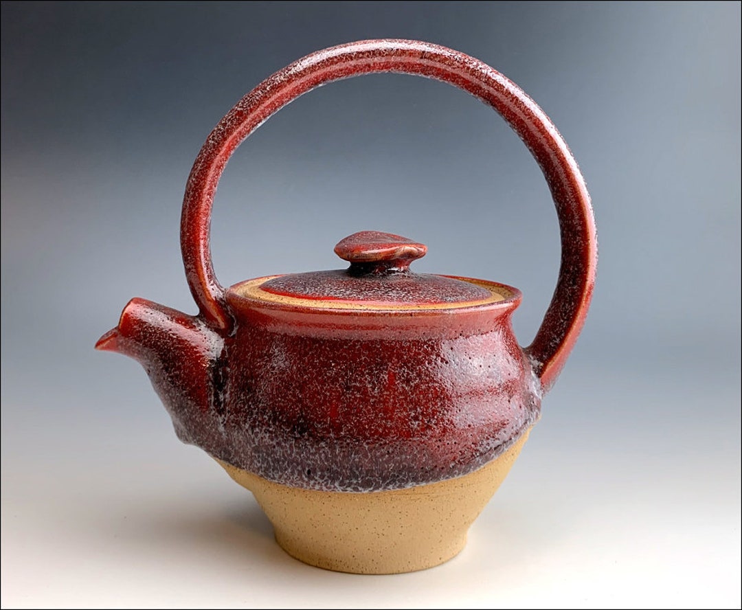 Red CERAMIC TEAPOT | Rustic Midnight Merlot Tea Pot, Circular, Speckled ...