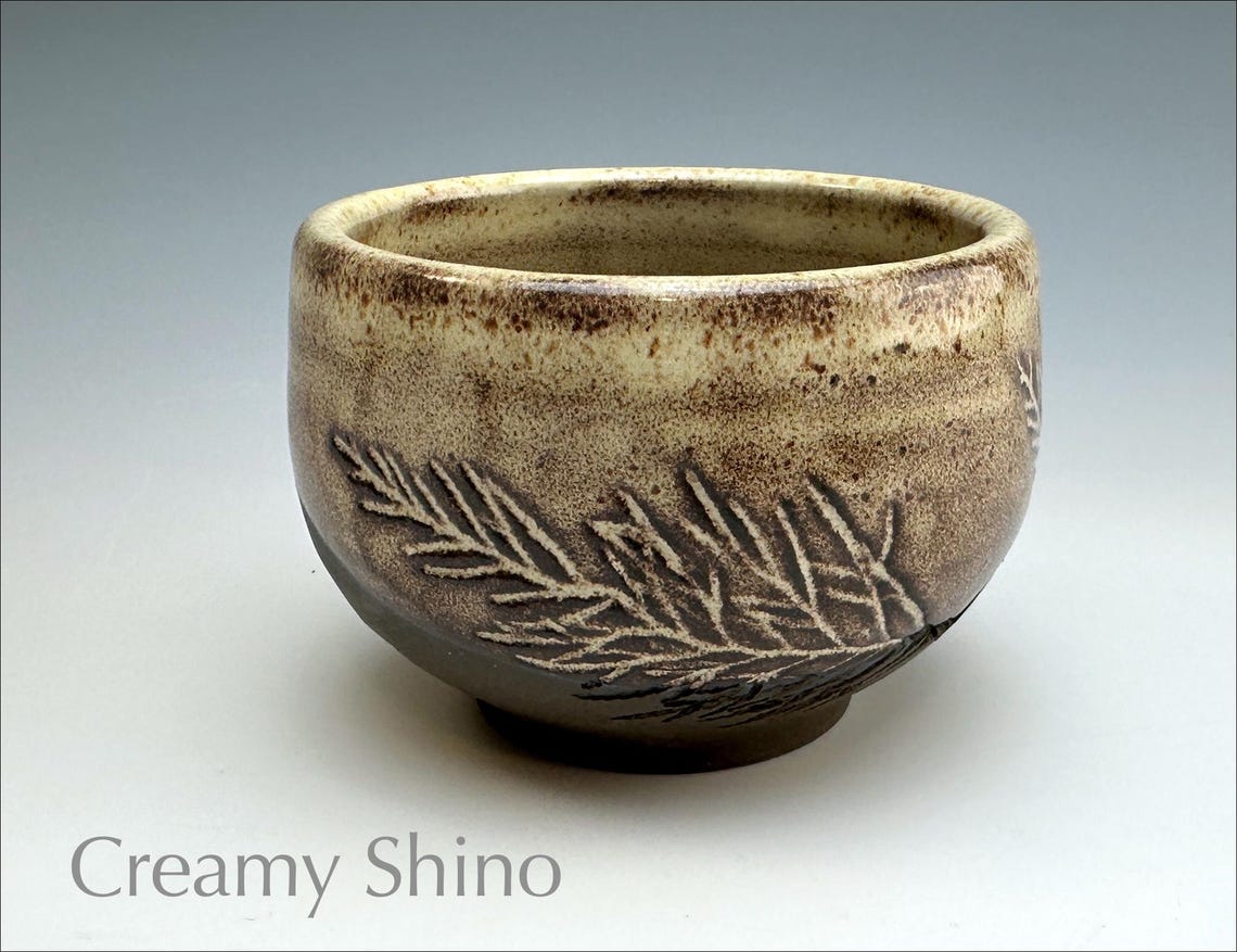 CYPRESS TEACUP | Embossed Ceramic Tea Bowl, 8oz, Blue Ivory Pink Amber ...