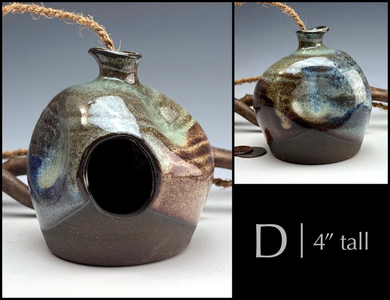 Rustic Blue Green BIRDHOUSE | Asymmetrical Bottle Shape, Coco Rope ...