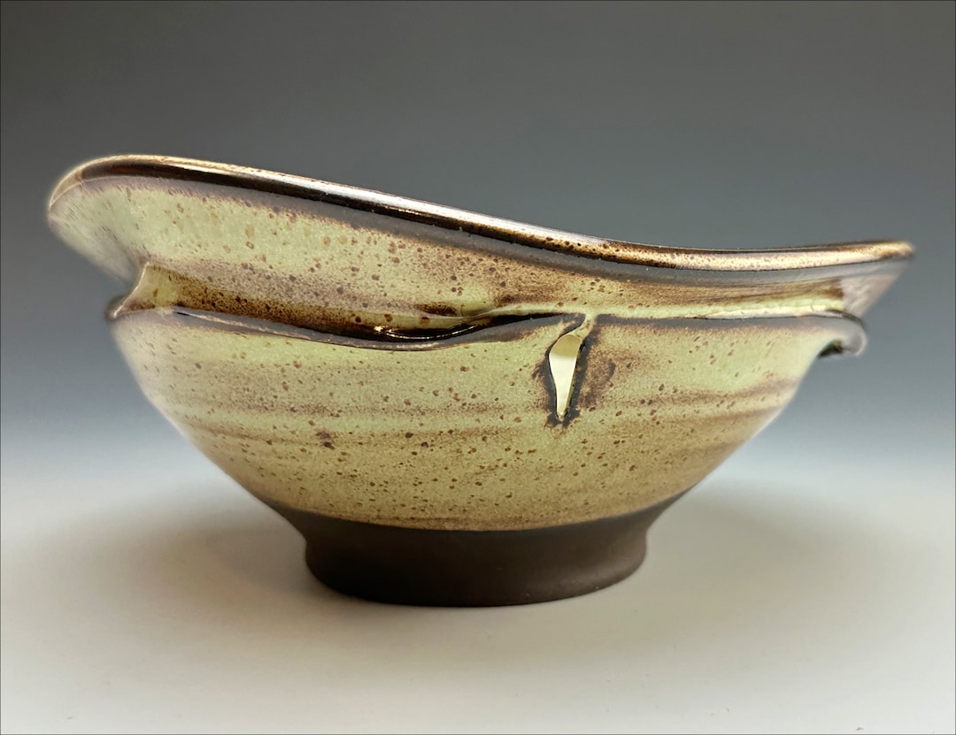 Asymmetrical Green FRUIT BOWL Ceramic Rustic Centerpiece, Coffee Table ...