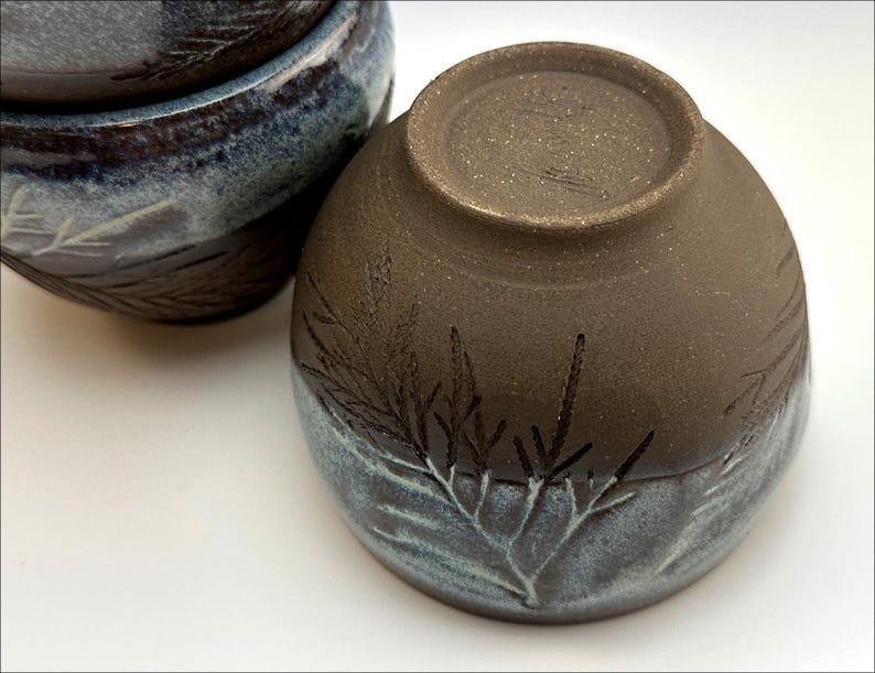 CYPRESS TEACUP | Embossed Ceramic Tea Bowl, 8oz, Blue Ivory Pink Amber ...