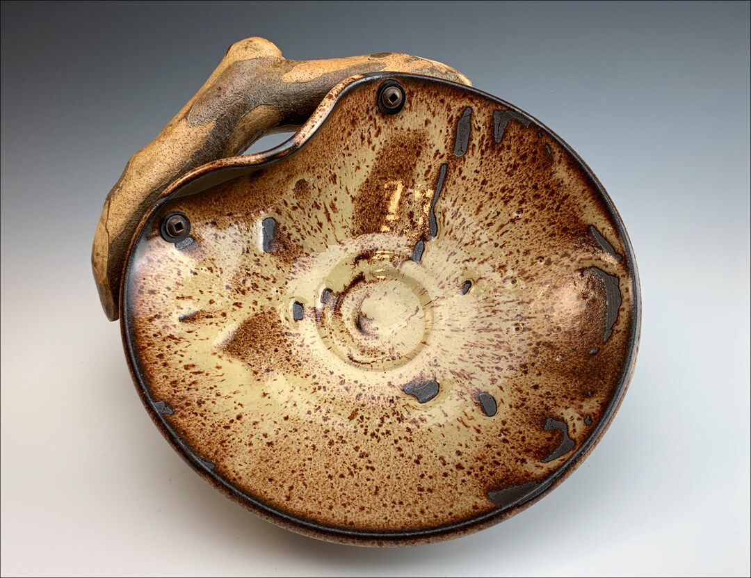 Medium Primitive WAVE BOWL W/sycamore Branch Handle Rustic Gourmet ...
