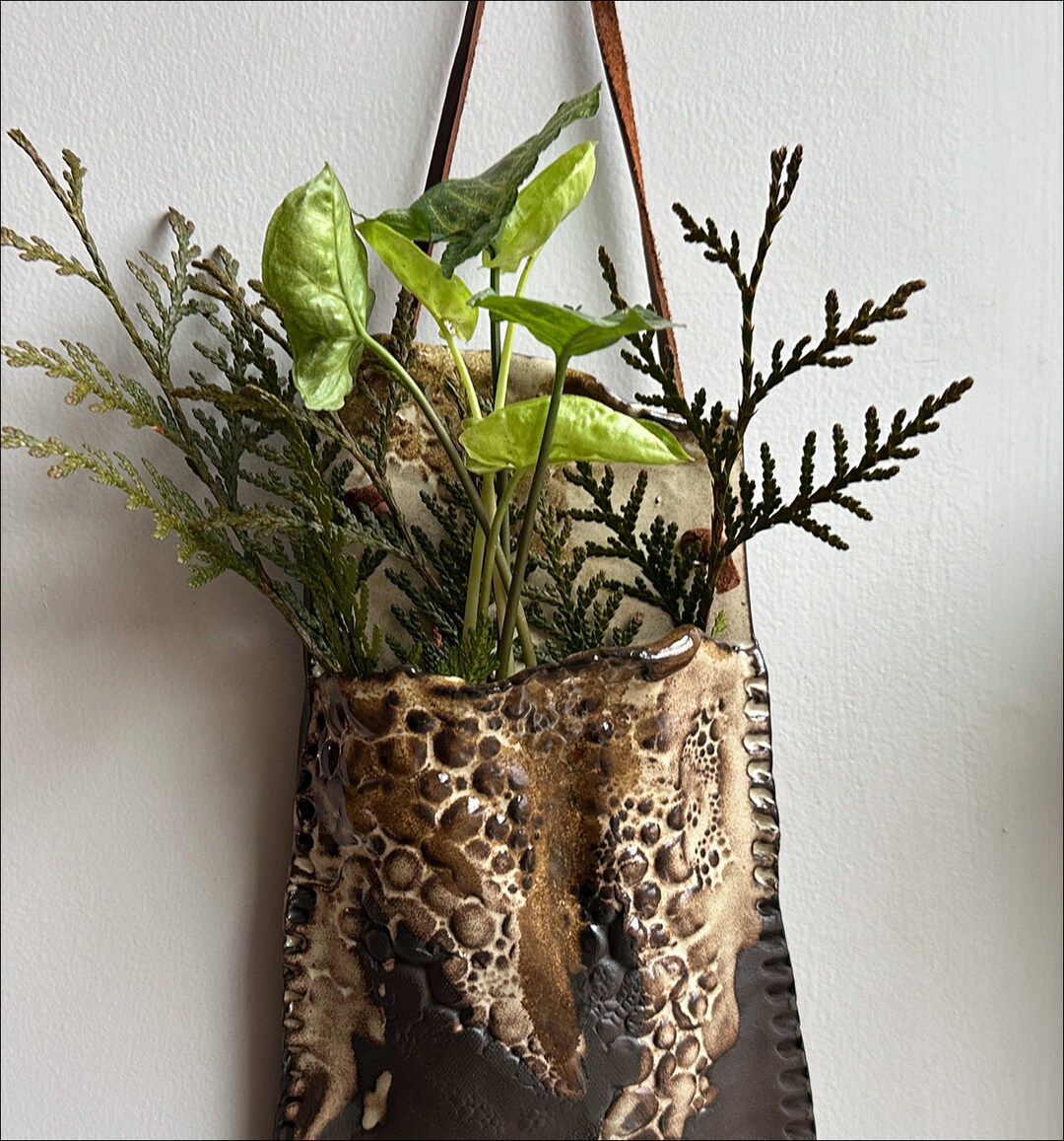 Rustic WALL POCKET Vase | Organic Ivory Planter, Holds Water, Wall Art ...