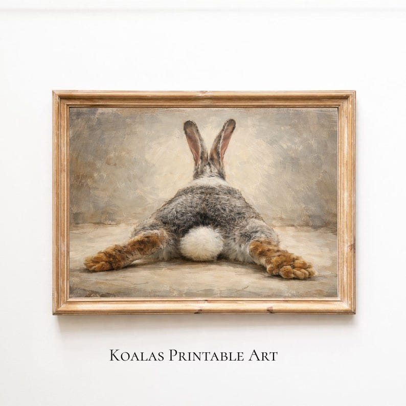 Vintage Funny Easter Bunny Print, Bathroom Antique Romantic Victorian ...