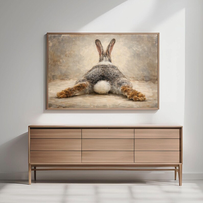 Vintage Funny Easter Bunny Print, Bathroom Antique Romantic Victorian ...