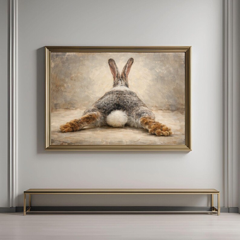 Vintage Funny Easter Bunny Print, Bathroom Antique Romantic Victorian ...
