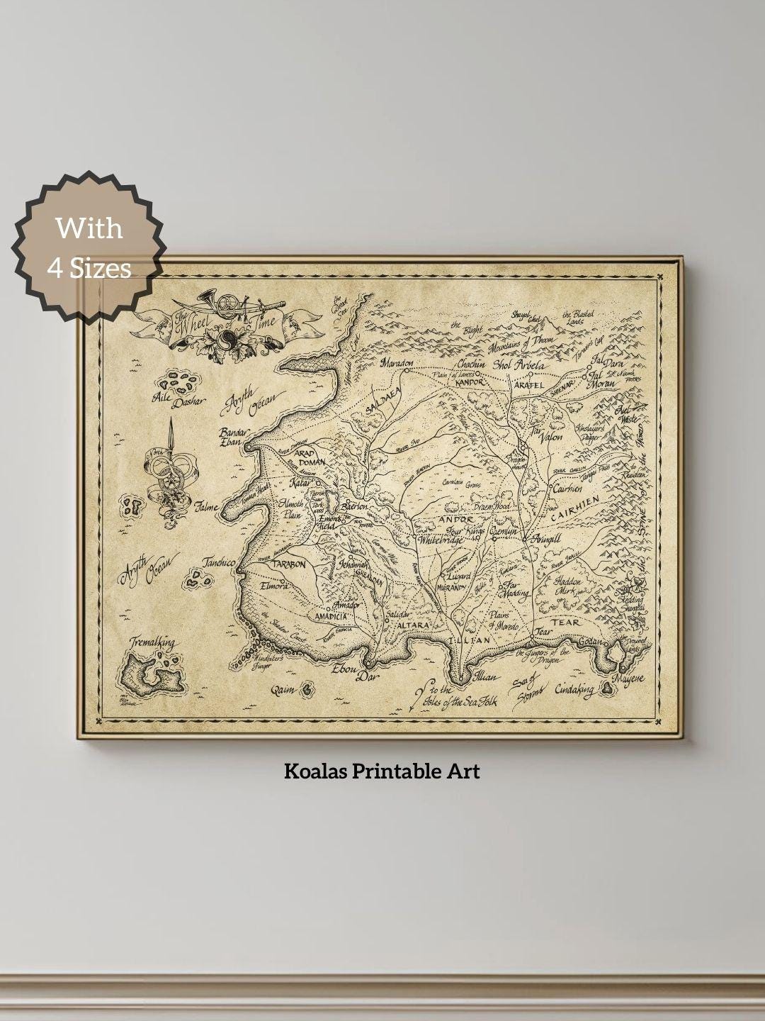The Wheel of Time World Map | Robert Jordan Digital Print | Fantasy Map ...
