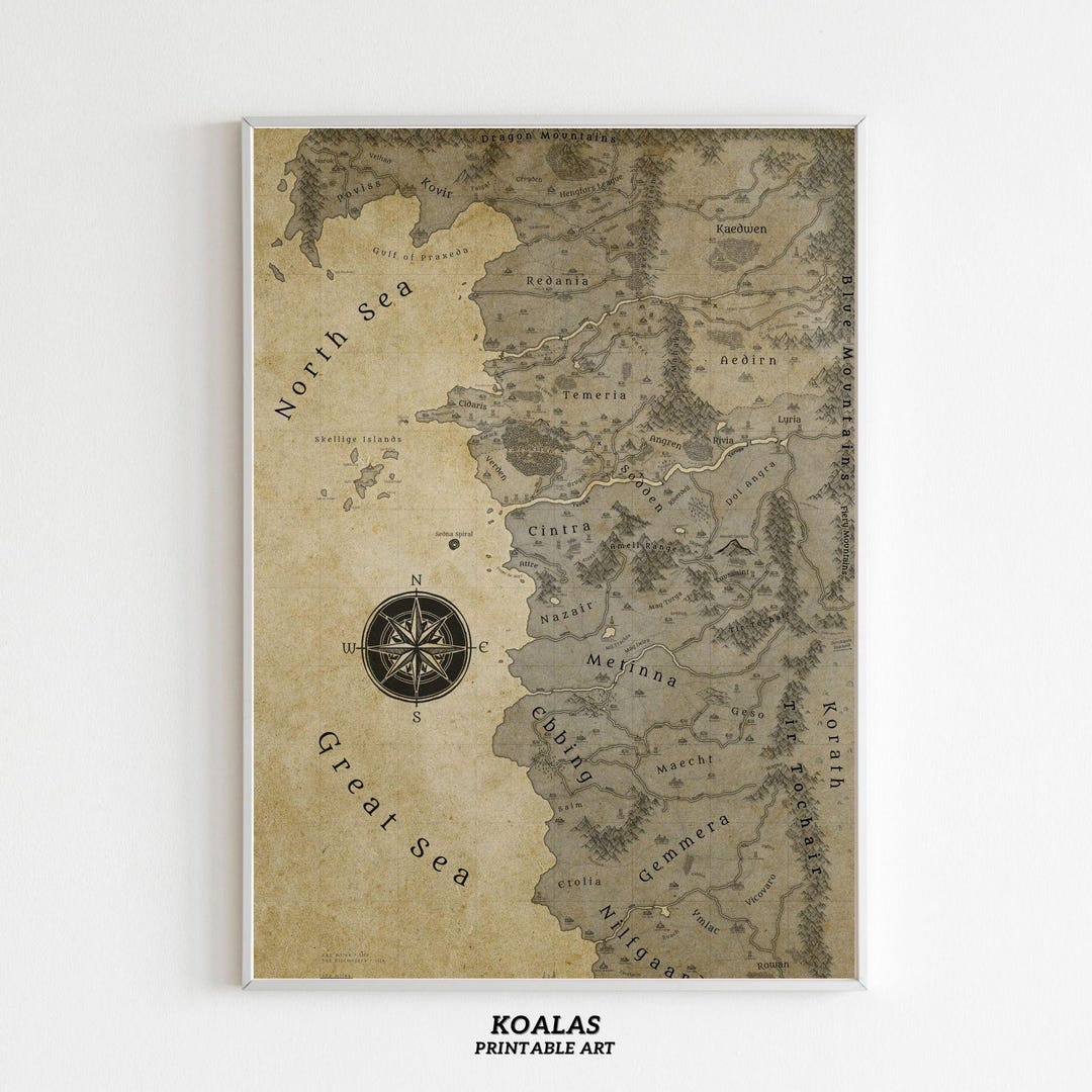 Witcher Map | Blood of Elves Poster | Northern Realms Print | Fantasy ...