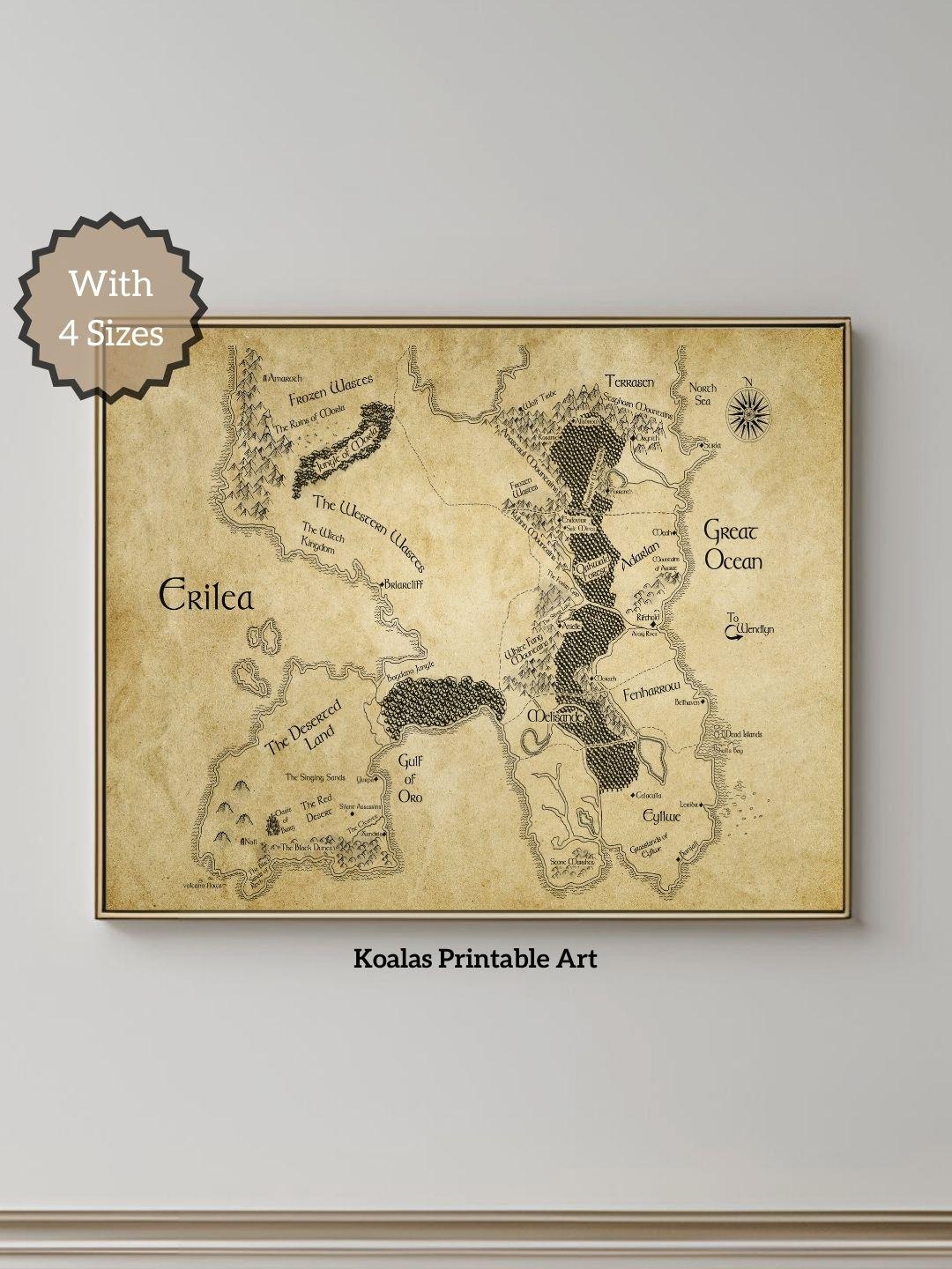 Erilea Map | Book Inspired Print | Fantasy Fan Art (digital Download ...