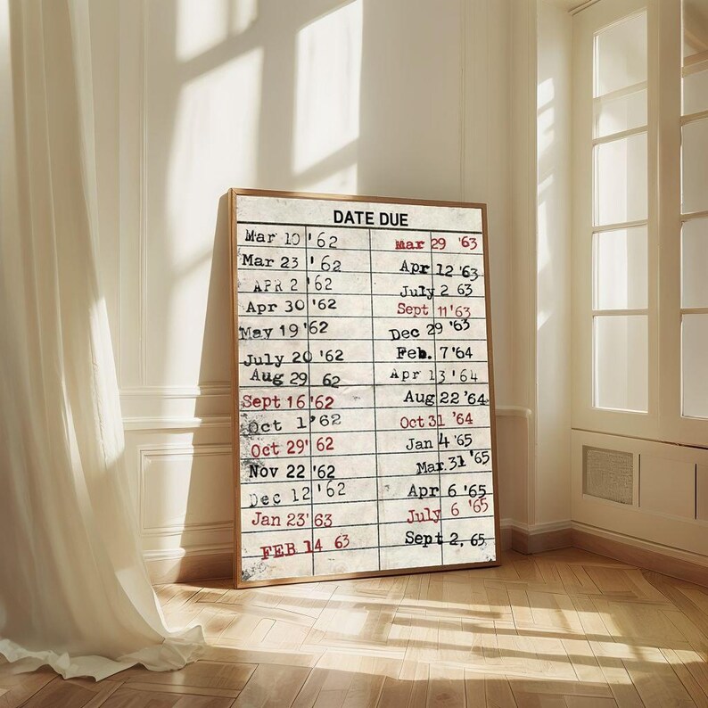 Vintage Library Card Digital Print | Book Due Date | Book Nook Poster ...