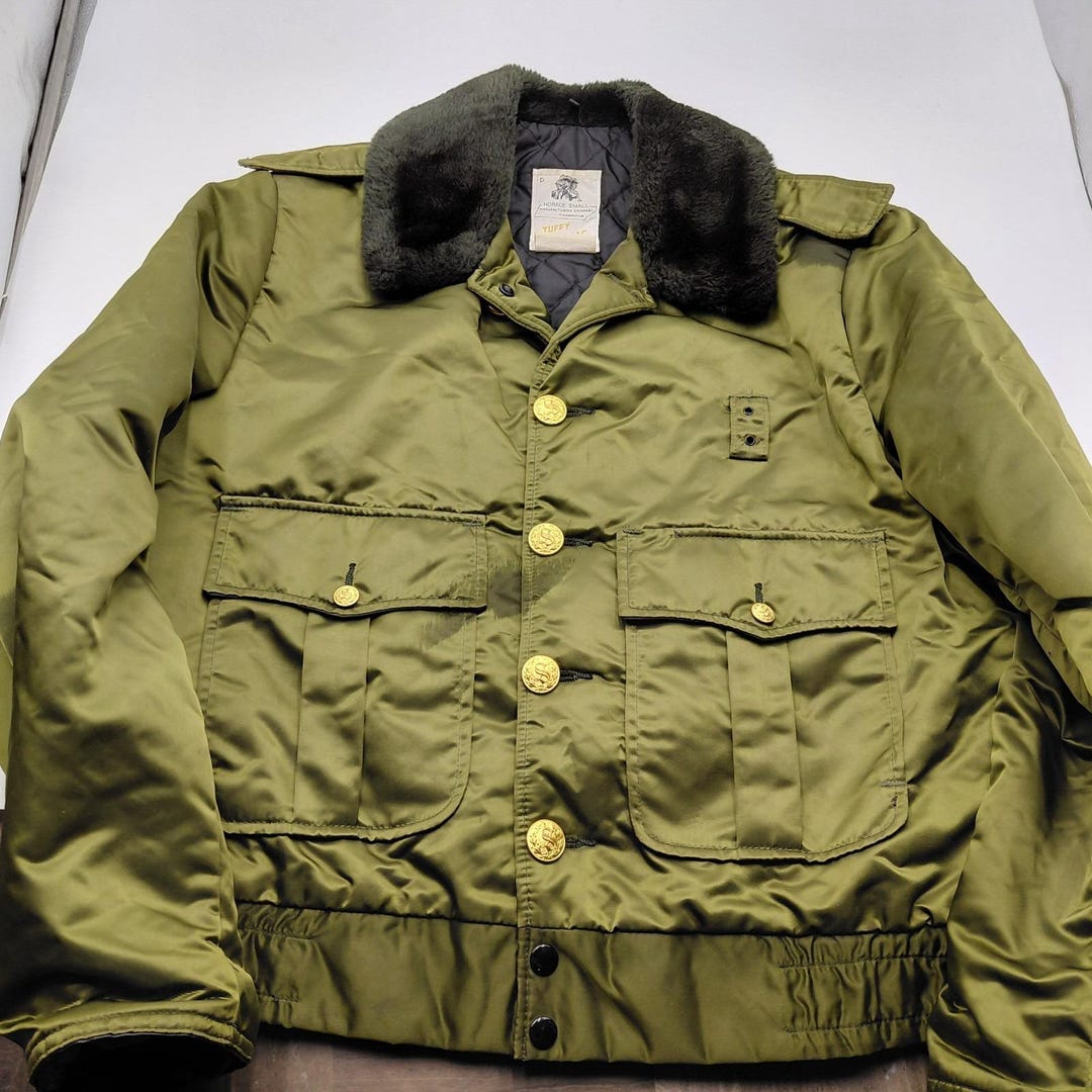 50s Horace Small TUFFY JAC Nylon Jacket 40R Waterbury Brass Buttons USA ...