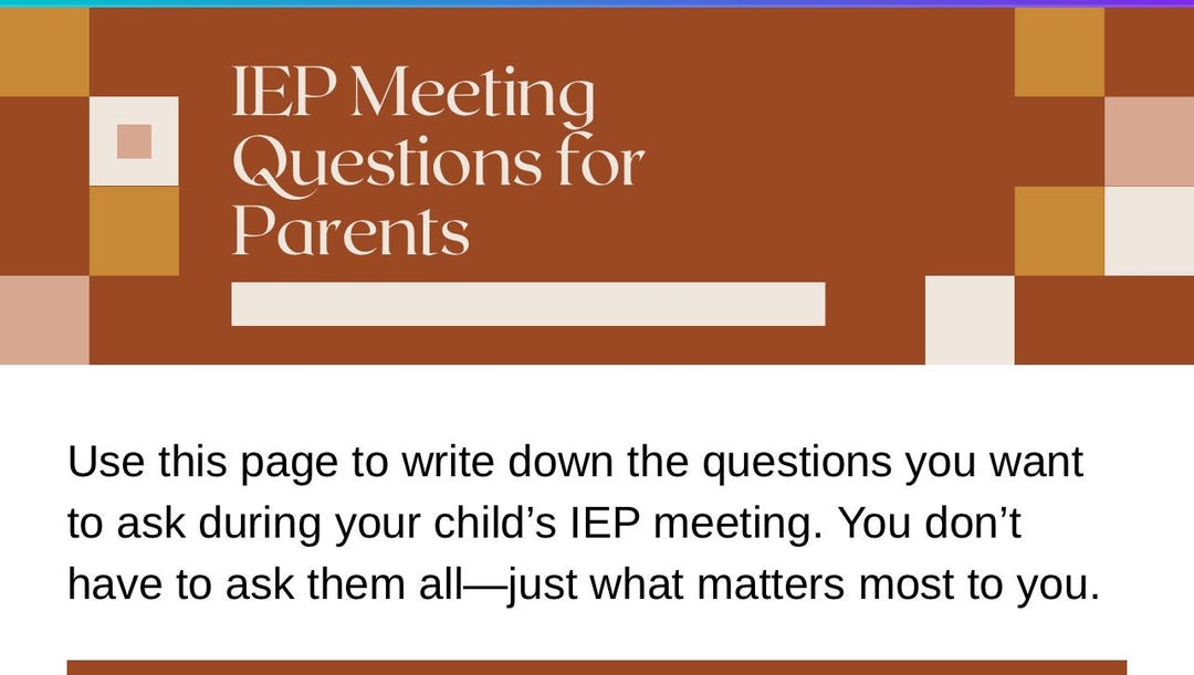 IEP Meeting Questions for Parents | Special Education Parent Printable ...