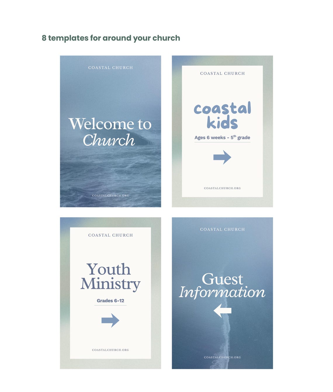 Coastal Canva Church Sign Templates | Editable 24x36 Inch Modern Church ...
