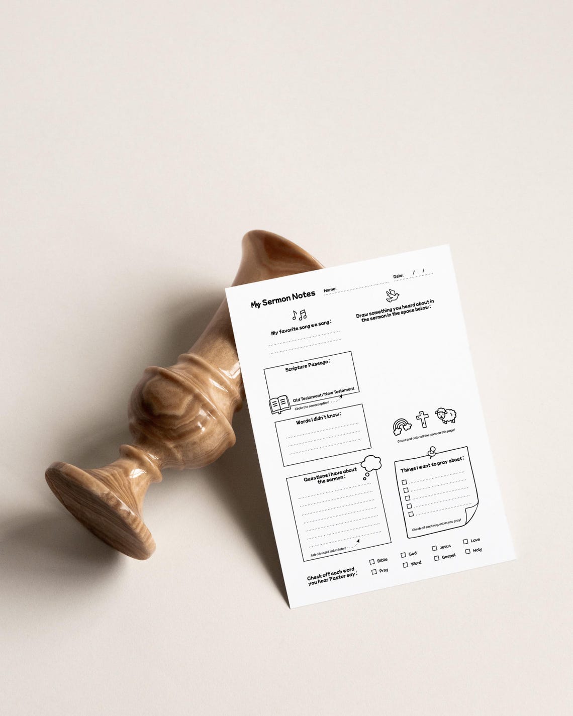 Kids Sermon Notes Printable – Church Activity Sheet (half Letter ...