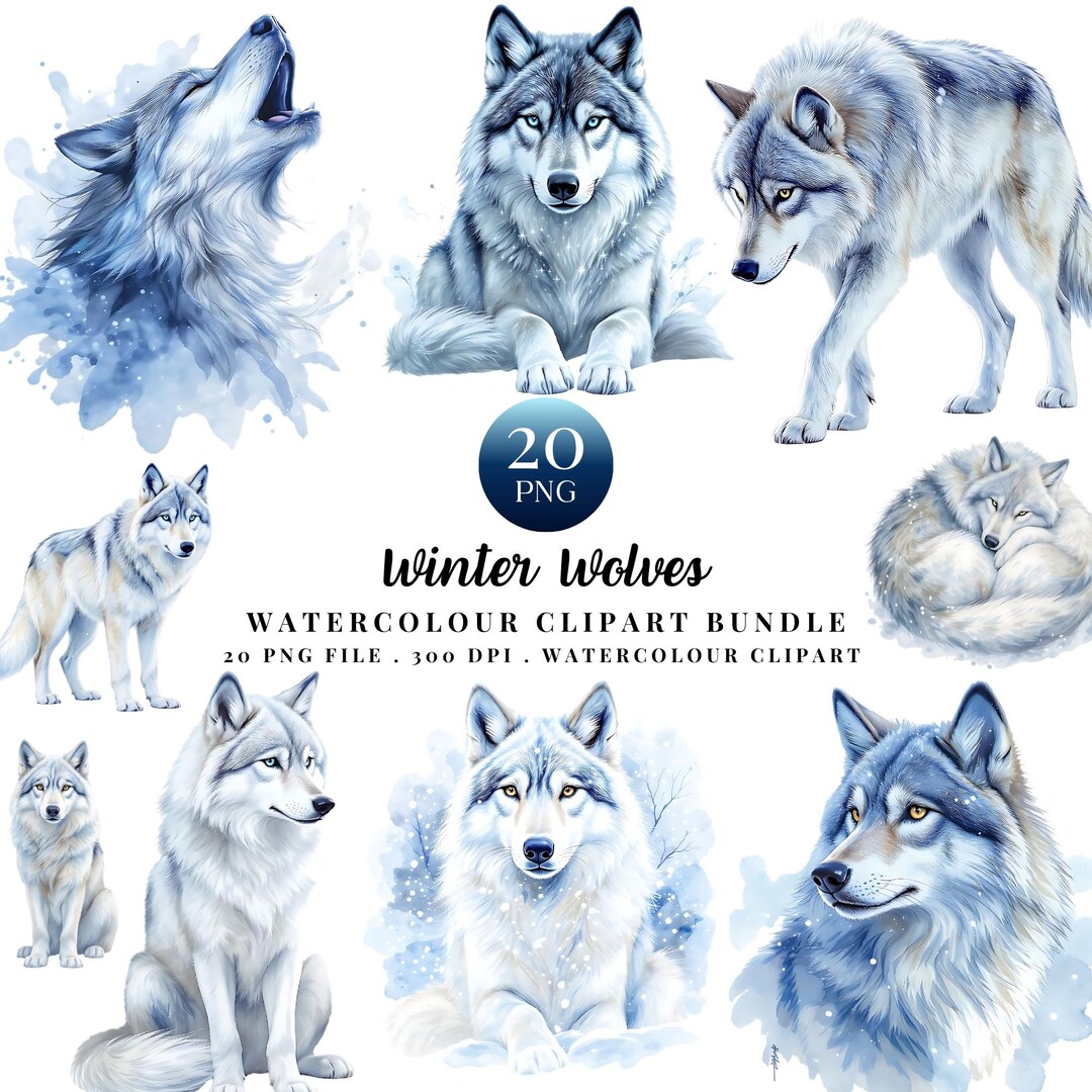 Winter Wolves Clipart PNG, Snow Wolf Illustration, Arctic Animal Clip ...