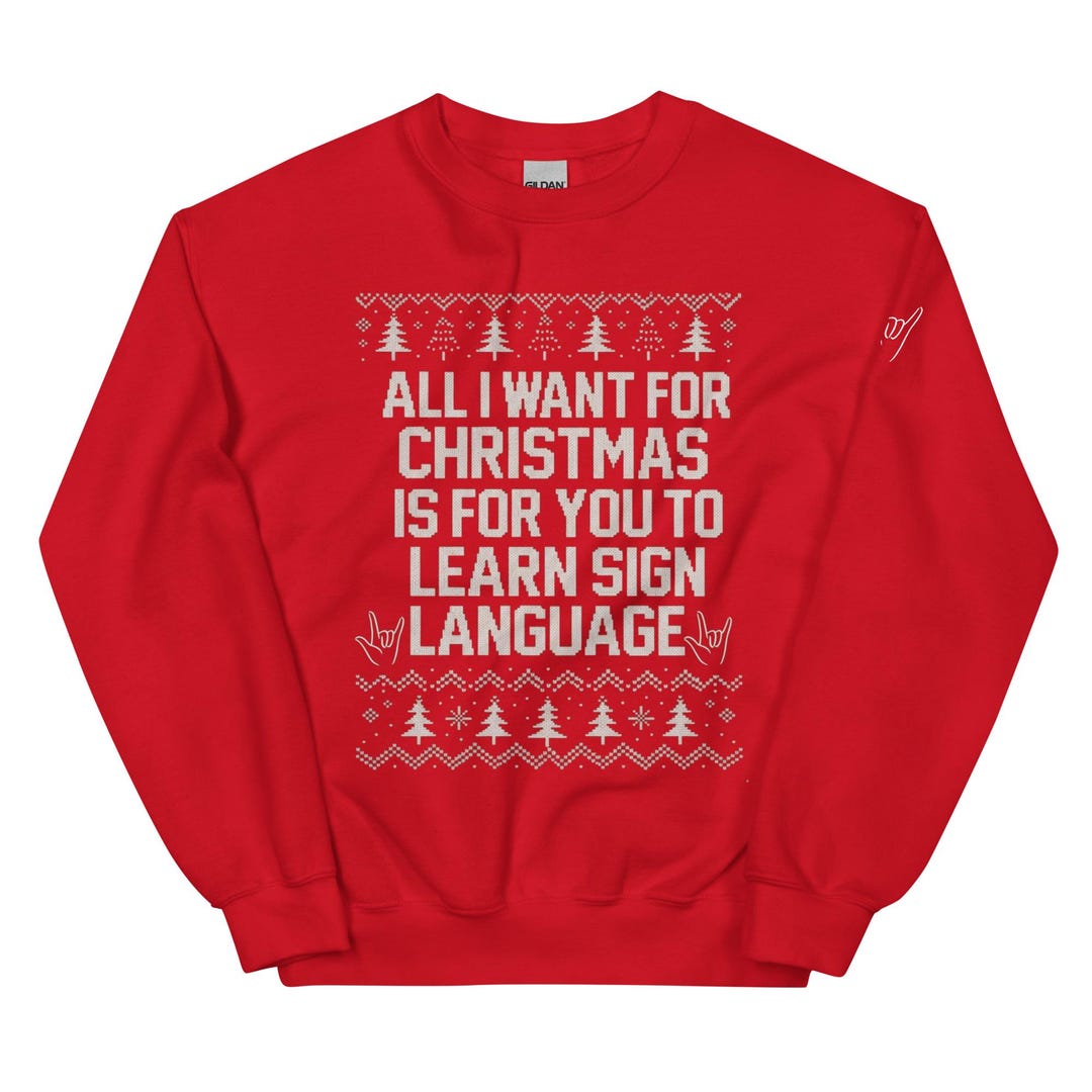 ASL 'learn Sign Language' Ugly Christmas Sweater - Etsy