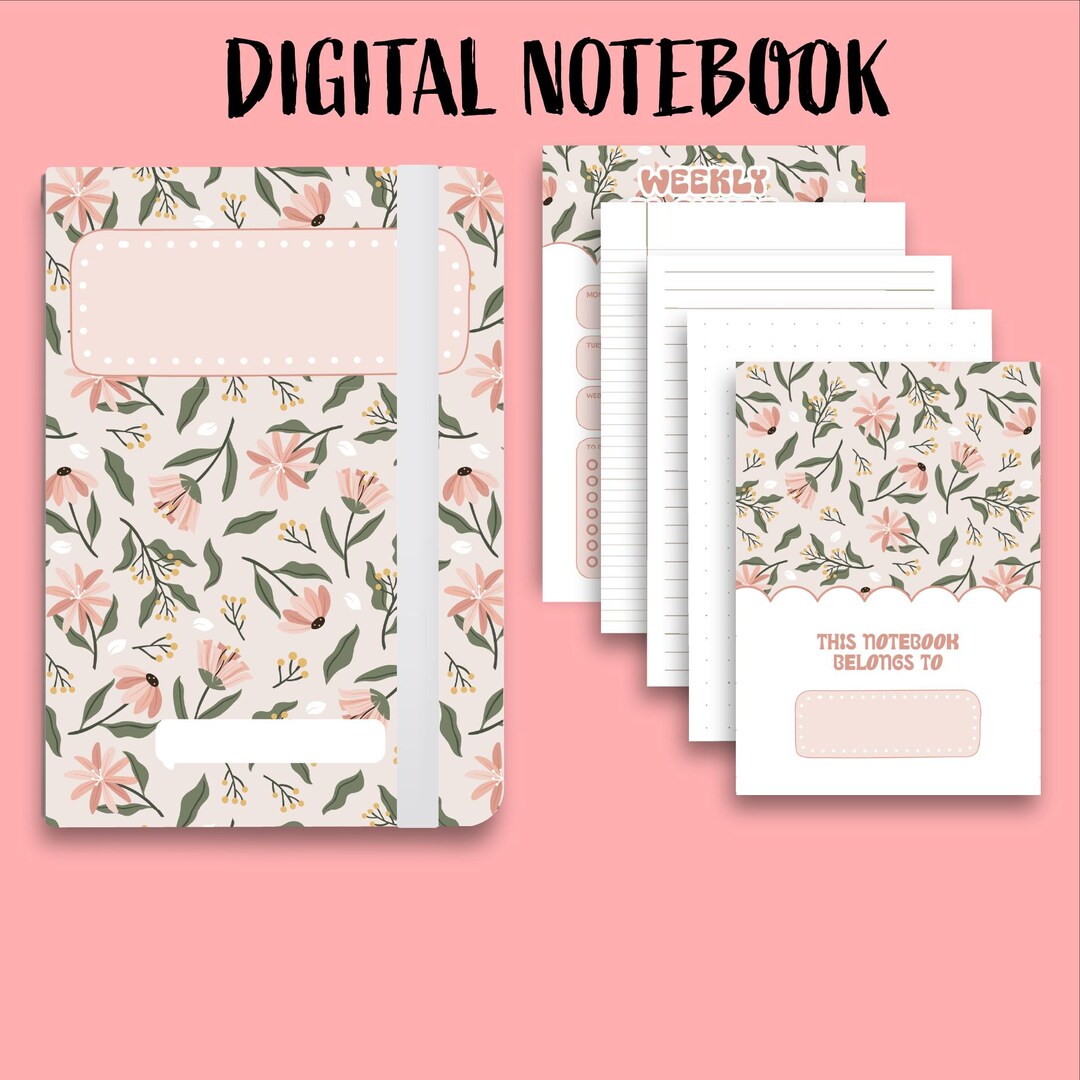 Floral Digital Notebook | Pink iPad Planner With Weekly Pages (PDF ...