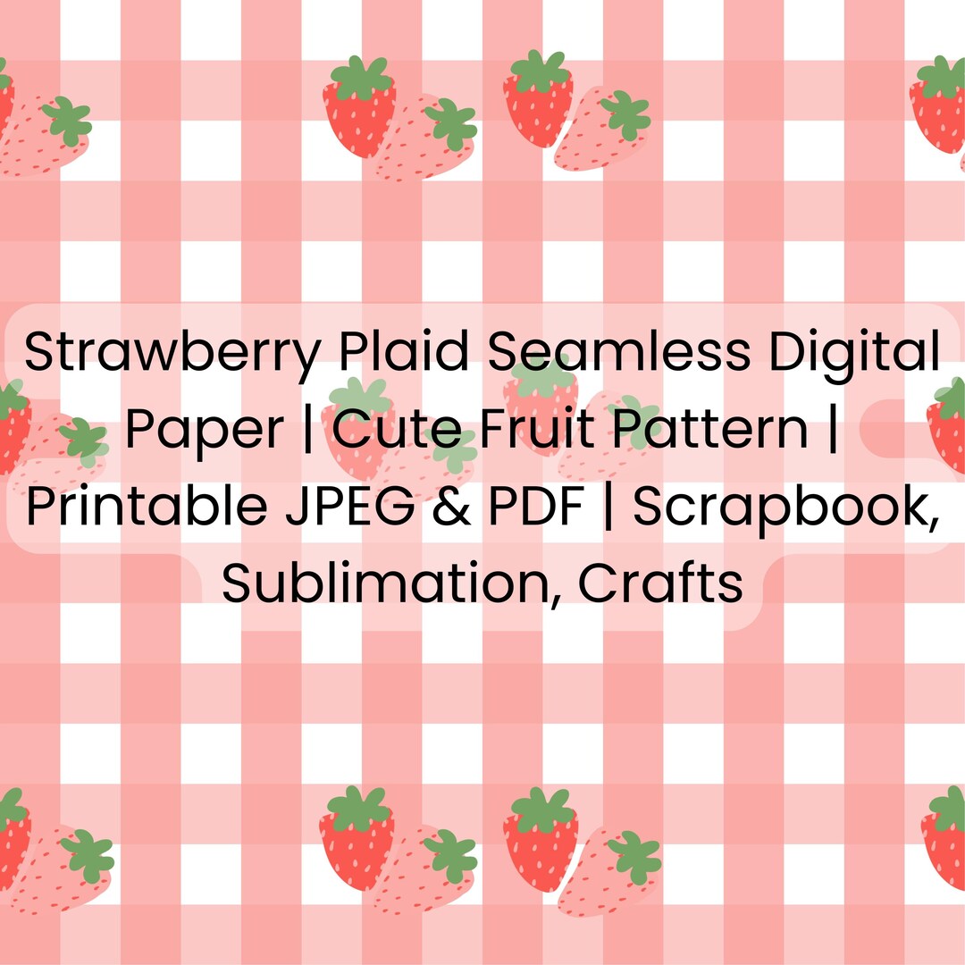 Strawberry Plaid Seamless Digital Paper (JPEG & PDF) - Etsy