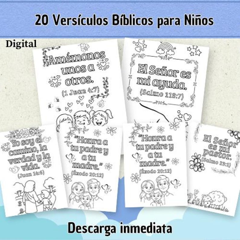 20 Versículos Bíblicos Para Niños – Páginas Para Colorear + Aprender La ...