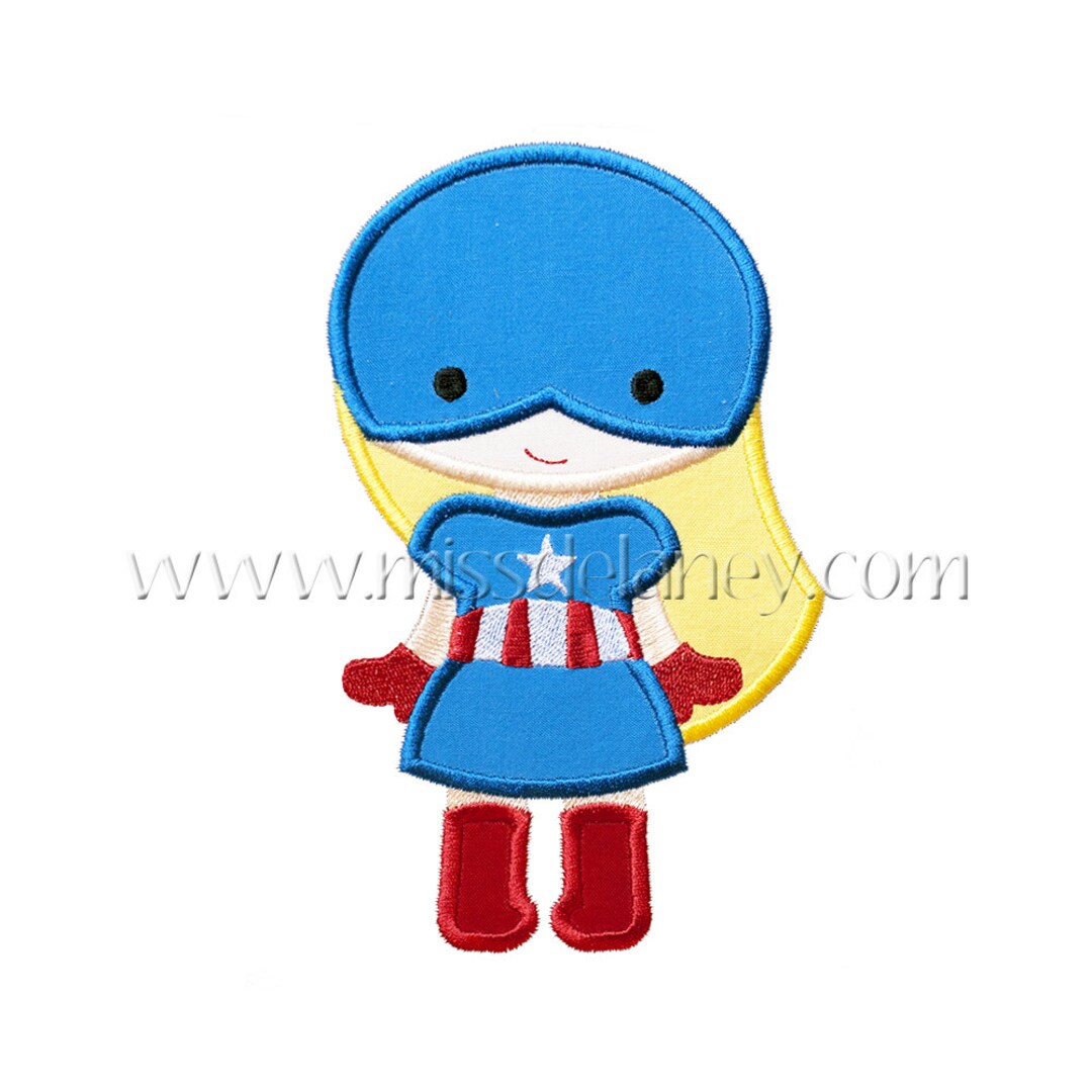 Captain America Girl 2 Digital Applique Design - Etsy