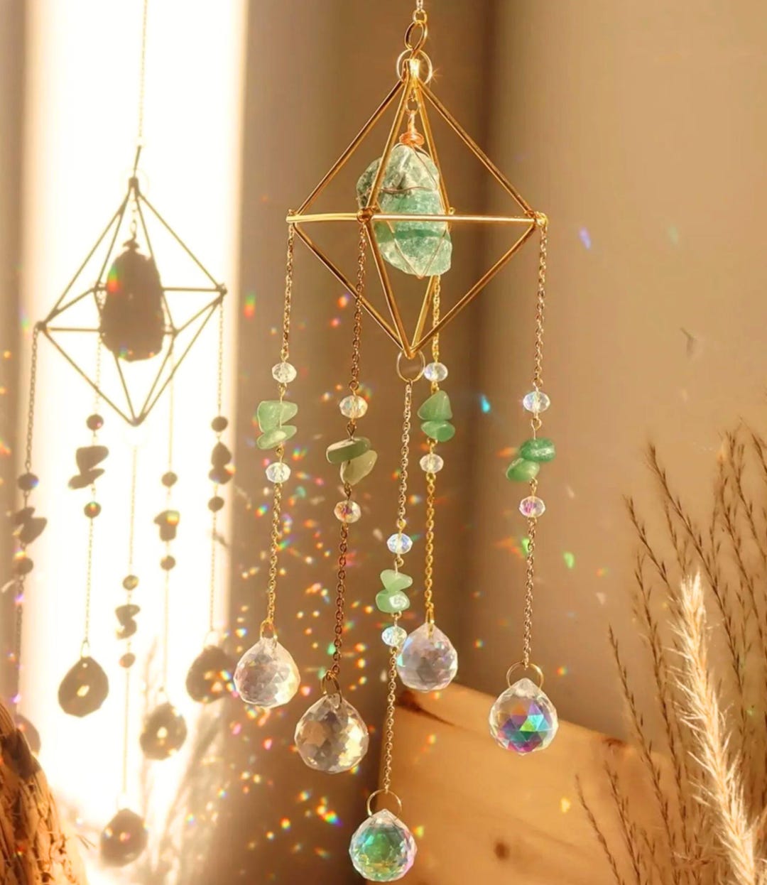 Natural Raw Gemstone Crystal Suncatcher, Rainbow Maker, Healing Crystal ...