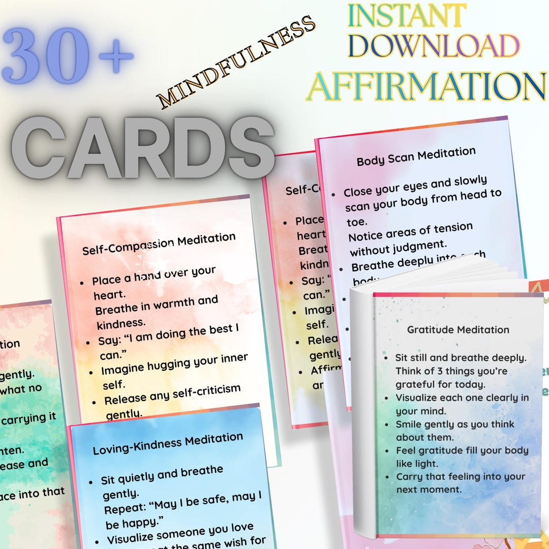 Mindfulness Cards Guided Meditation Script | Printable Calm Cards for ...