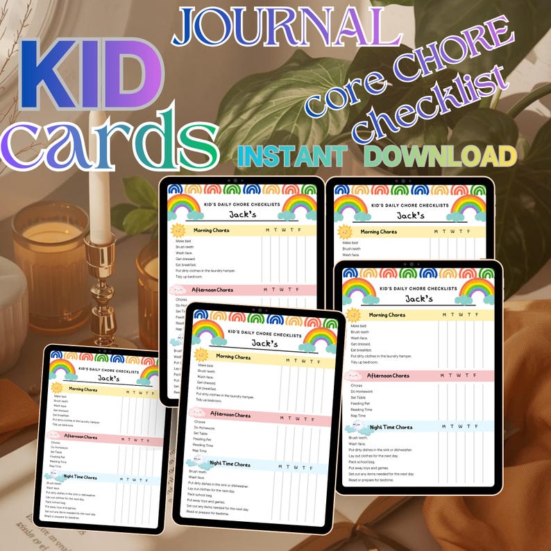 Kids Journal Core Chore Checklist | Daily Responsibility Planner ...
