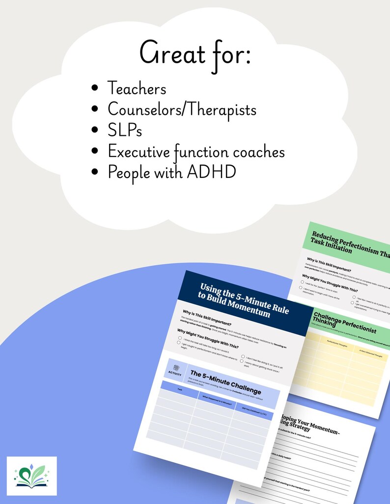 Executive Function Skills Worksheets Task Initiation Skills for ADHD ...