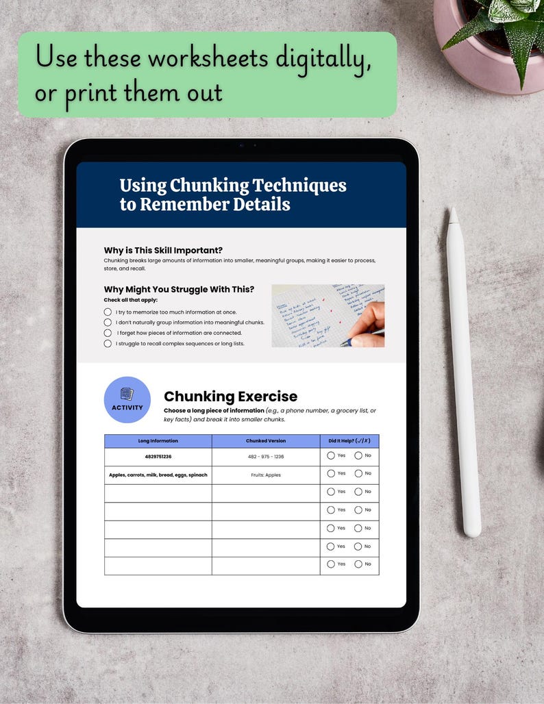 Executive Function Worksheets Working Memory Skills for Coaches and ...
