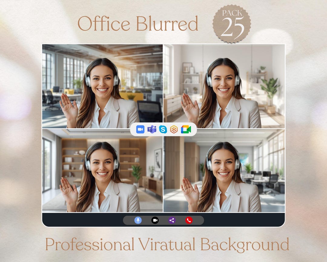 Virtual Background Zoom Backgrounds 25 Professional Blurred Office Pack ...