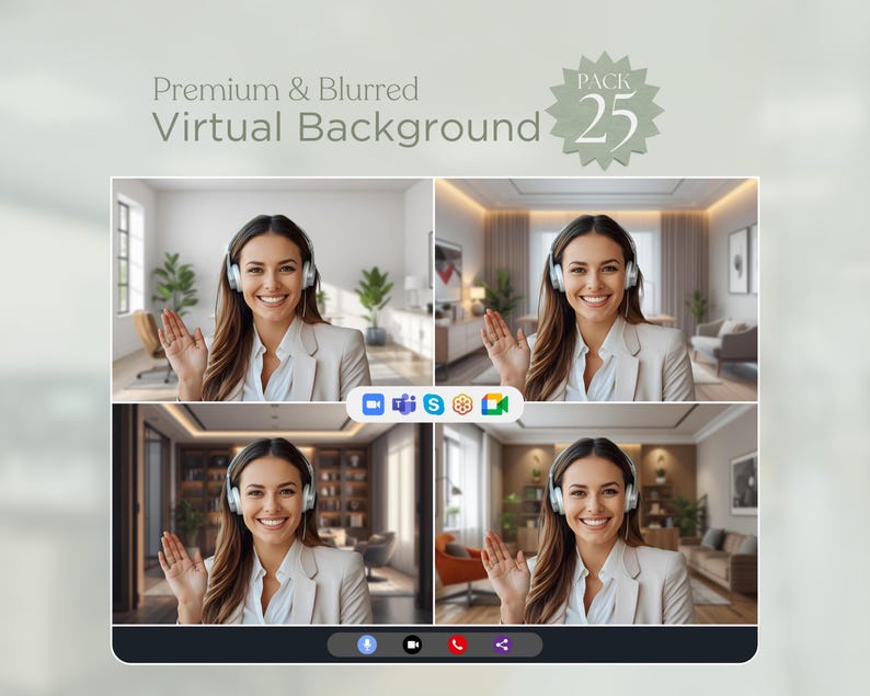 Virtual Background Zoom Backgrounds 25 Professional Blurred Office Pack ...