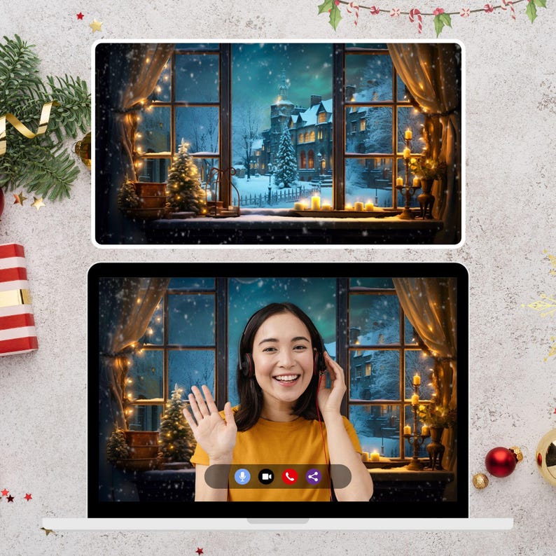 Christmas Virtual Backgrounds Pack | Holiday Zoom Backgrounds | Festive ...