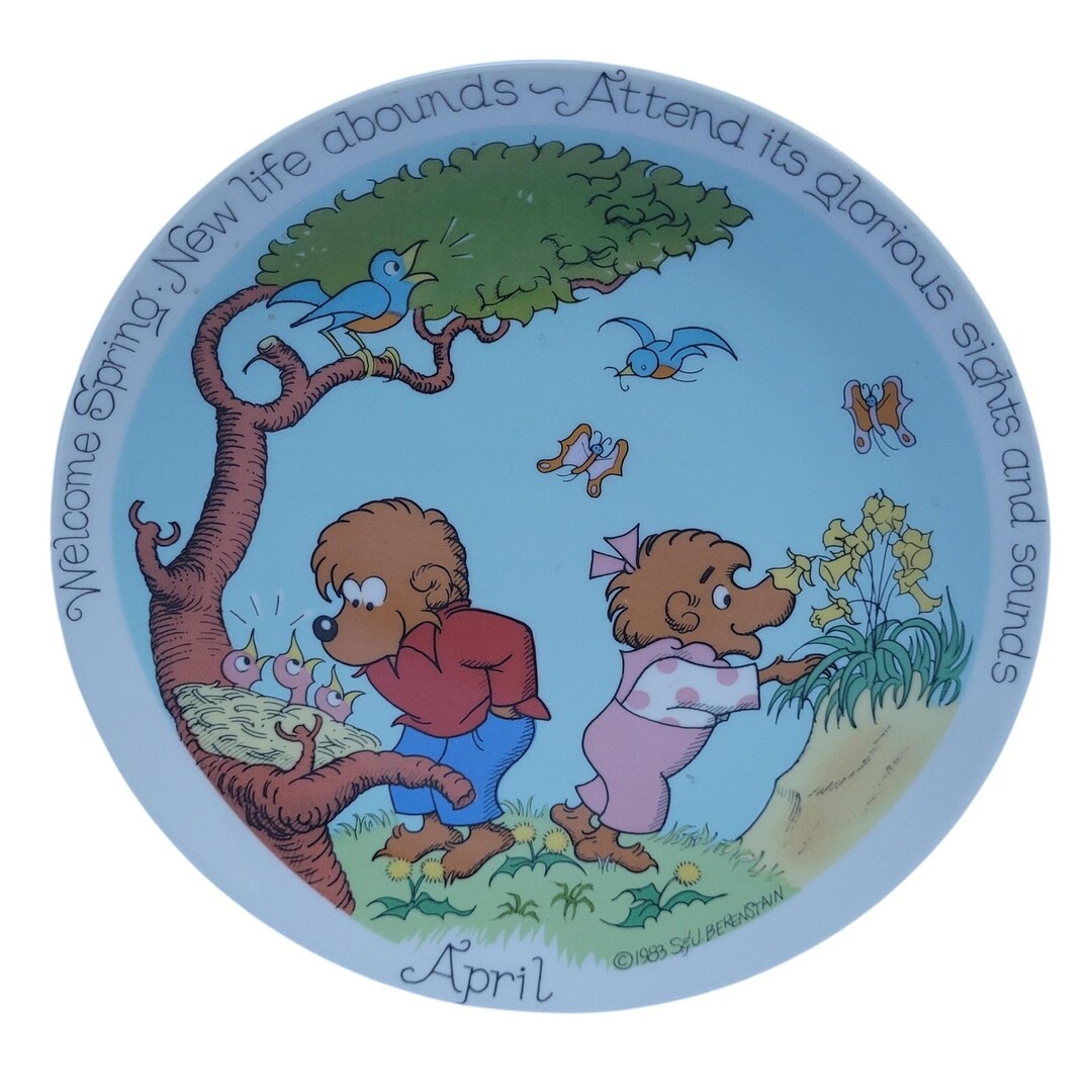 The Berenstain Bears April Decorative Collector Plate 1983 Spring Scene ...