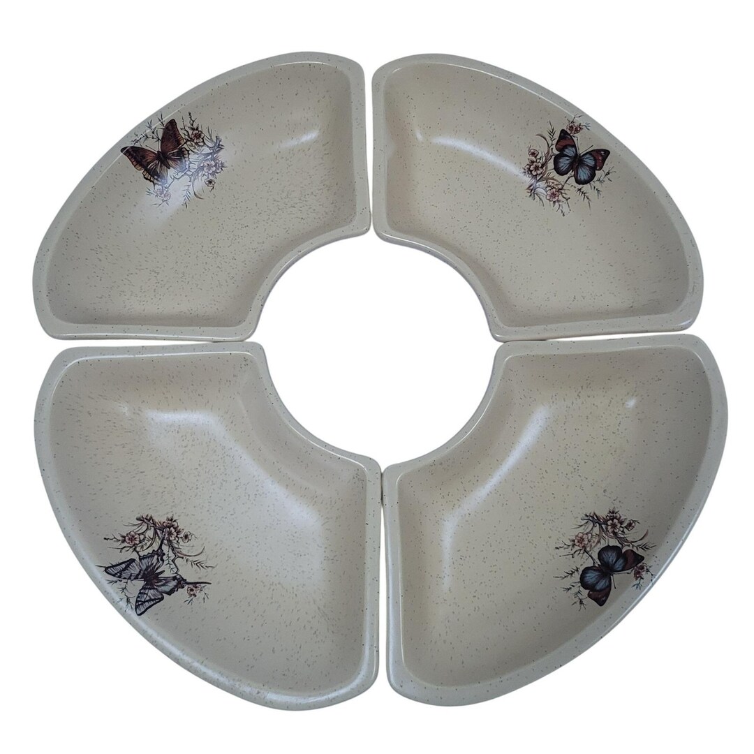Treasure Craft 4 Lazy Susan Trays Butterfly Beige - Etsy