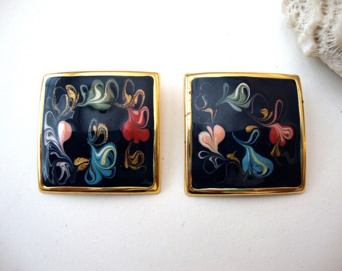 Vintage Square Earrings : Pollock Squares Vintage Gold Tone and ...