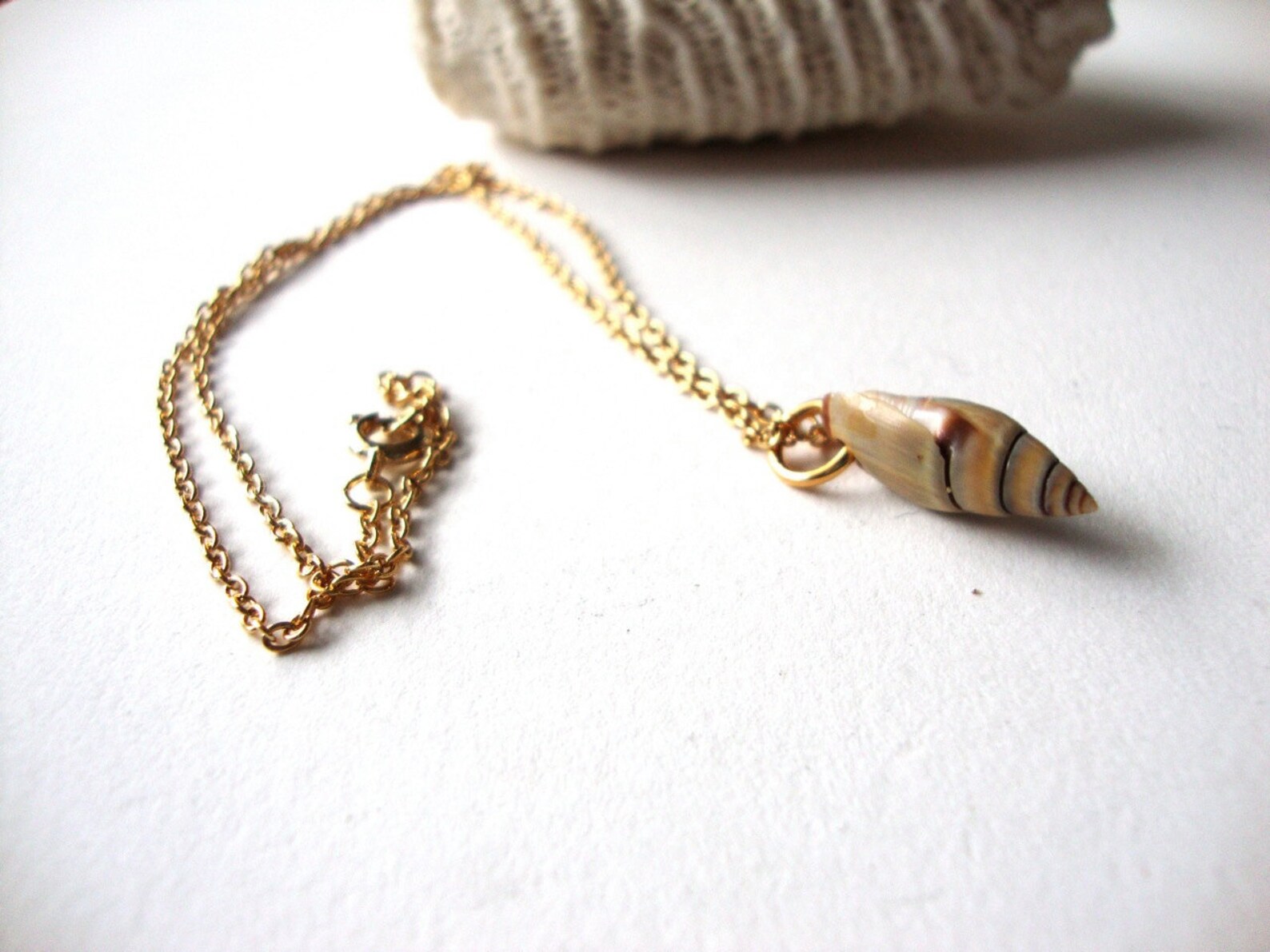 Vintage Seashell Necklace : Bitty Vintage Seashell Necklace on a Gold ...